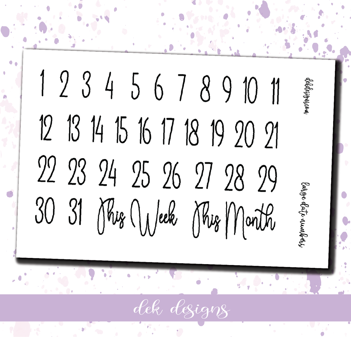 Clear Foil Date Numbers Large - Clear Overlays | DEK Designs